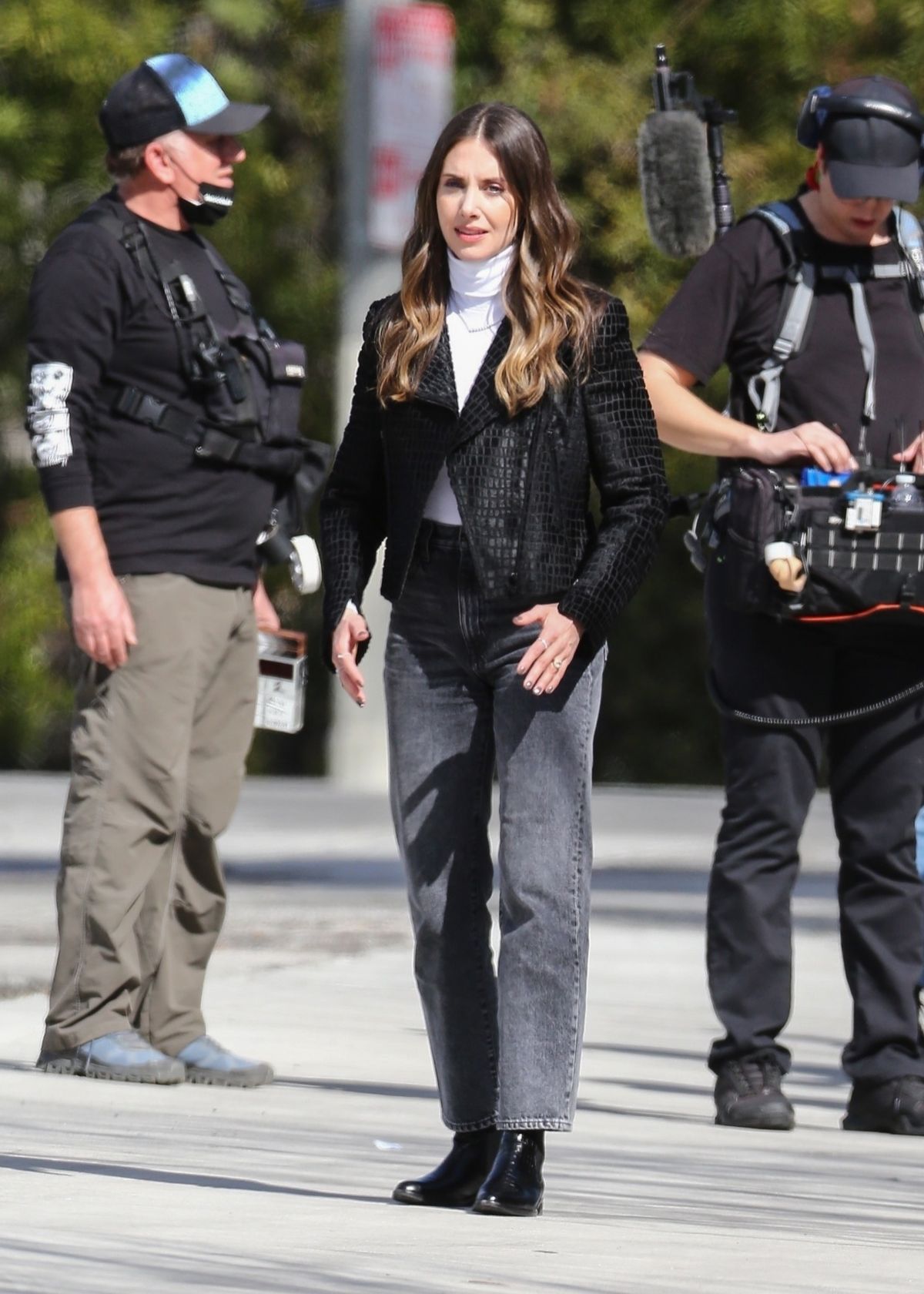 ALISON BRIE and Danny Pudi Filming a Skit for Carpool Karaoke in Los ...