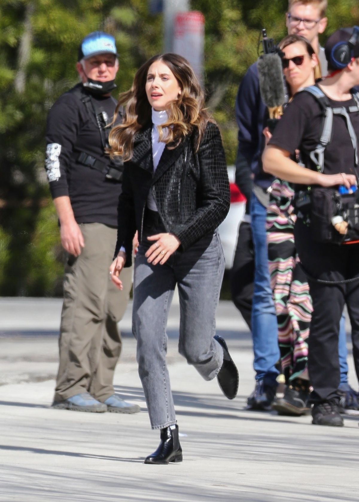 ALISON BRIE and Danny Pudi Filming a Skit for Carpool Karaoke in Los ...