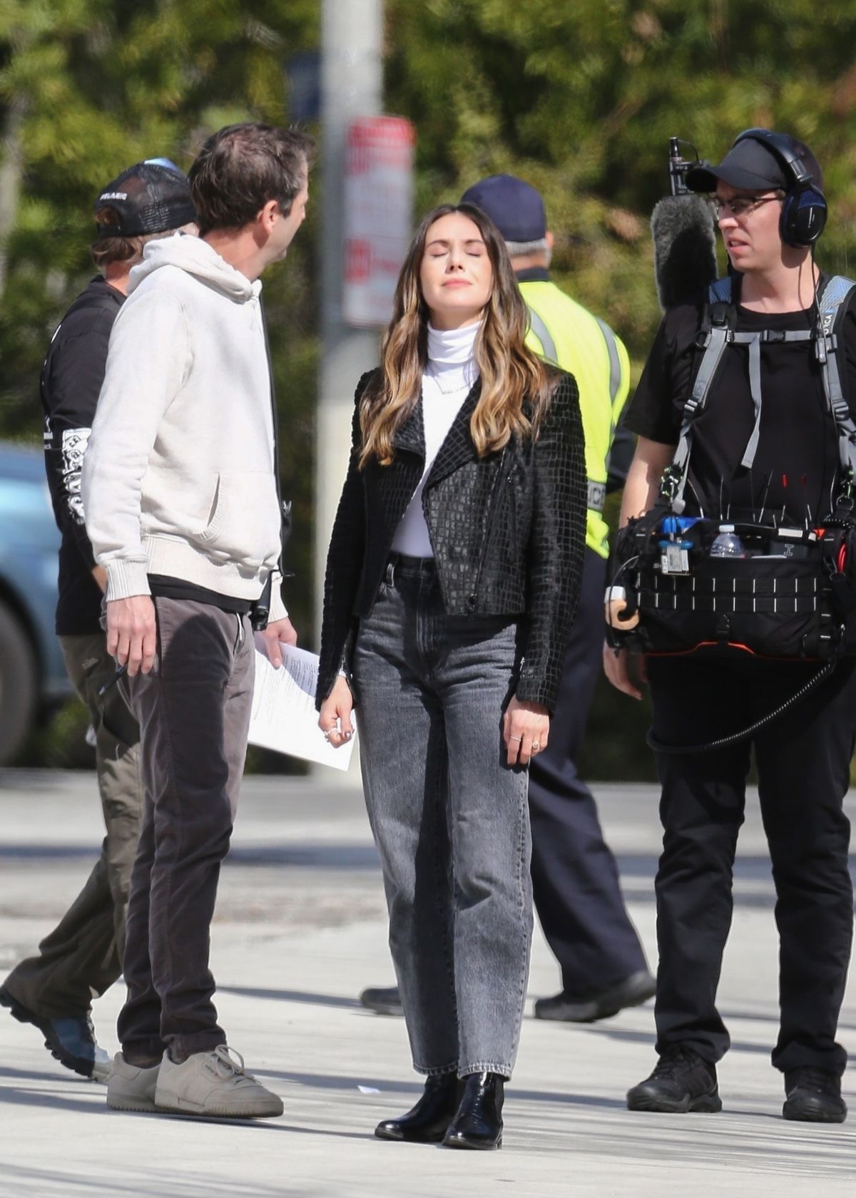 ALISON BRIE and Danny Pudi Filming a Skit for Carpool Karaoke in Los ...