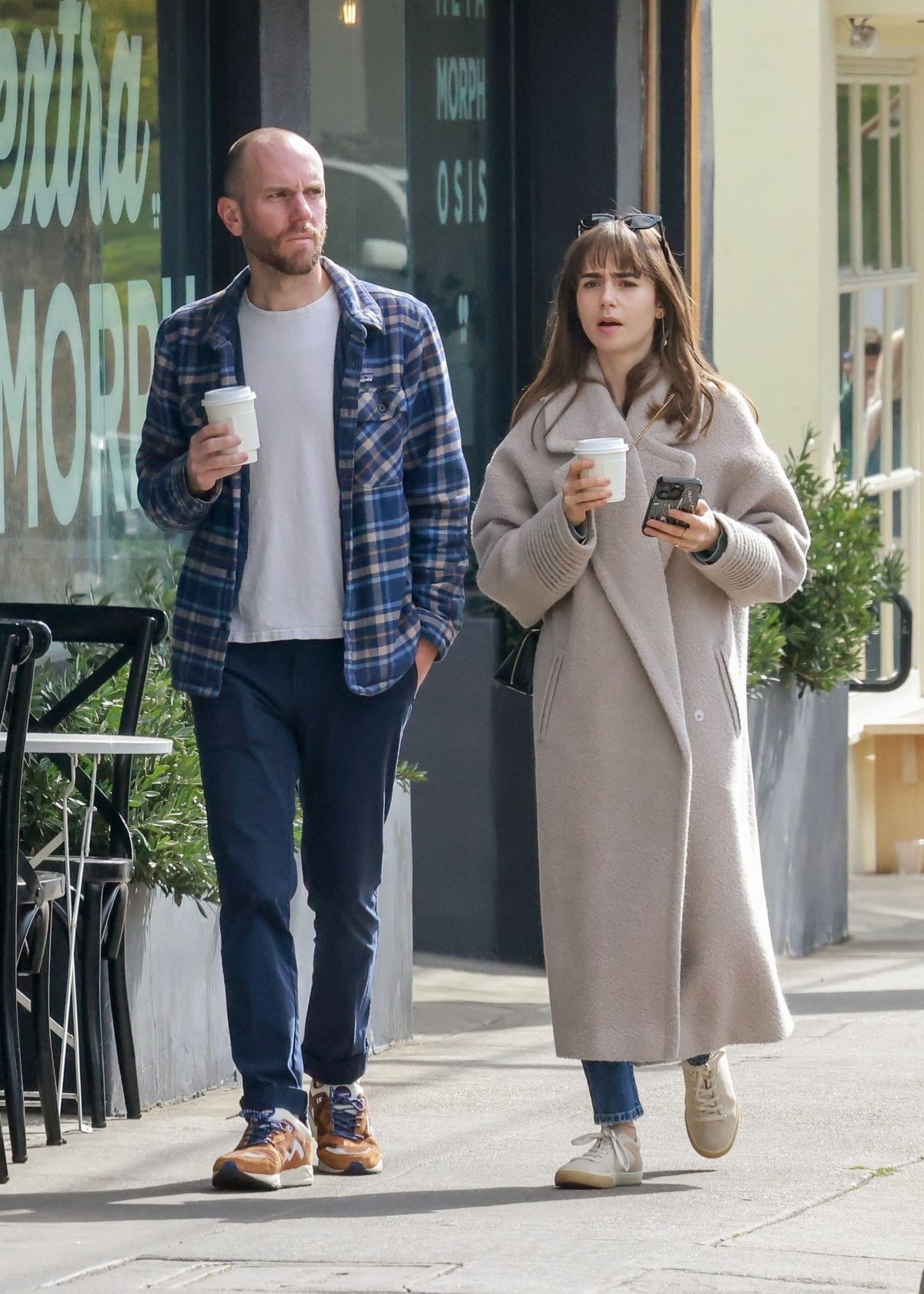 LILY COLLINS and Charlie McDowell on a Valentine’s Day Lunch Date at ...