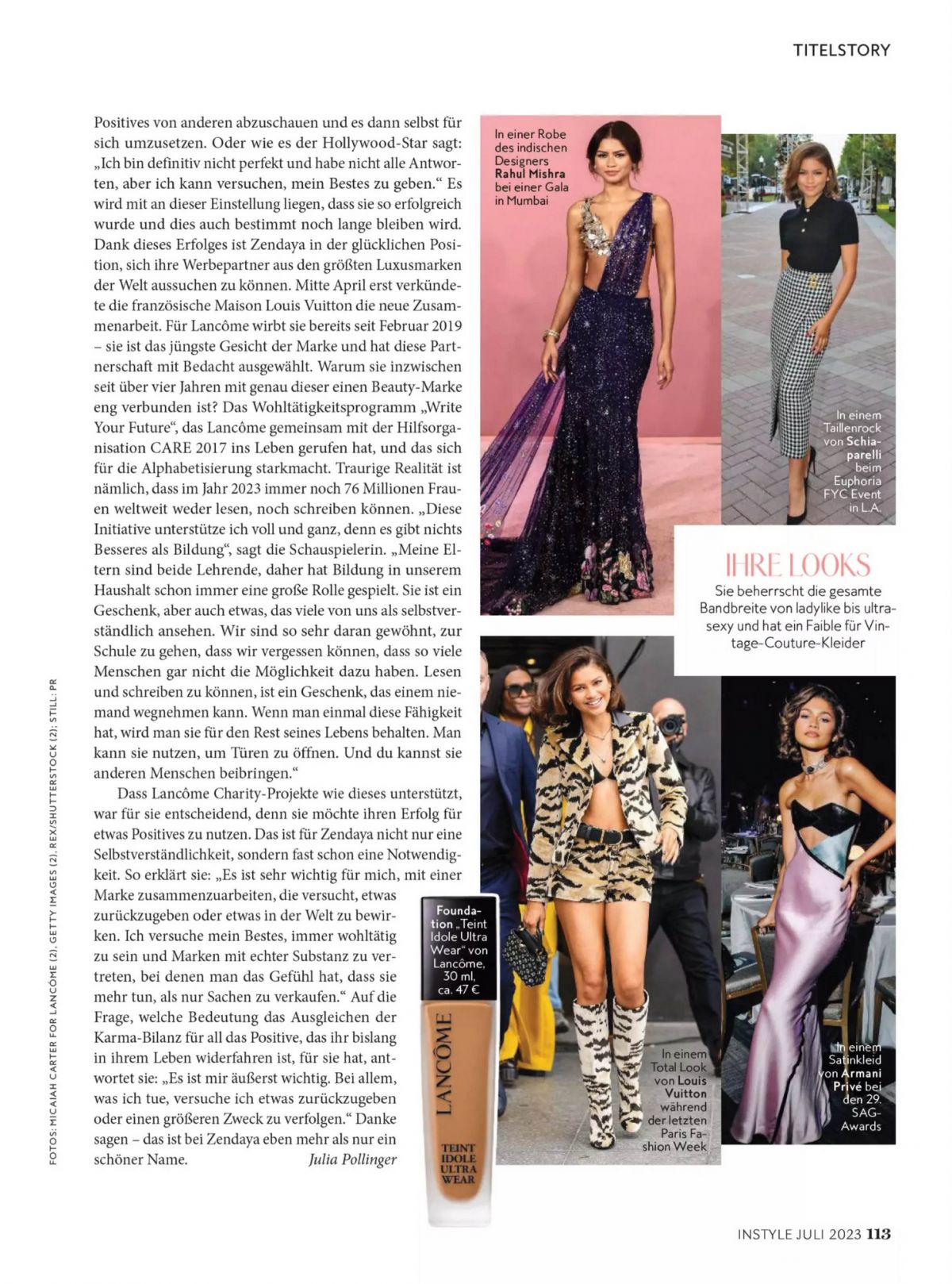 ZENDAYA in Instyle Germany, July 2023 – HawtCelebs
