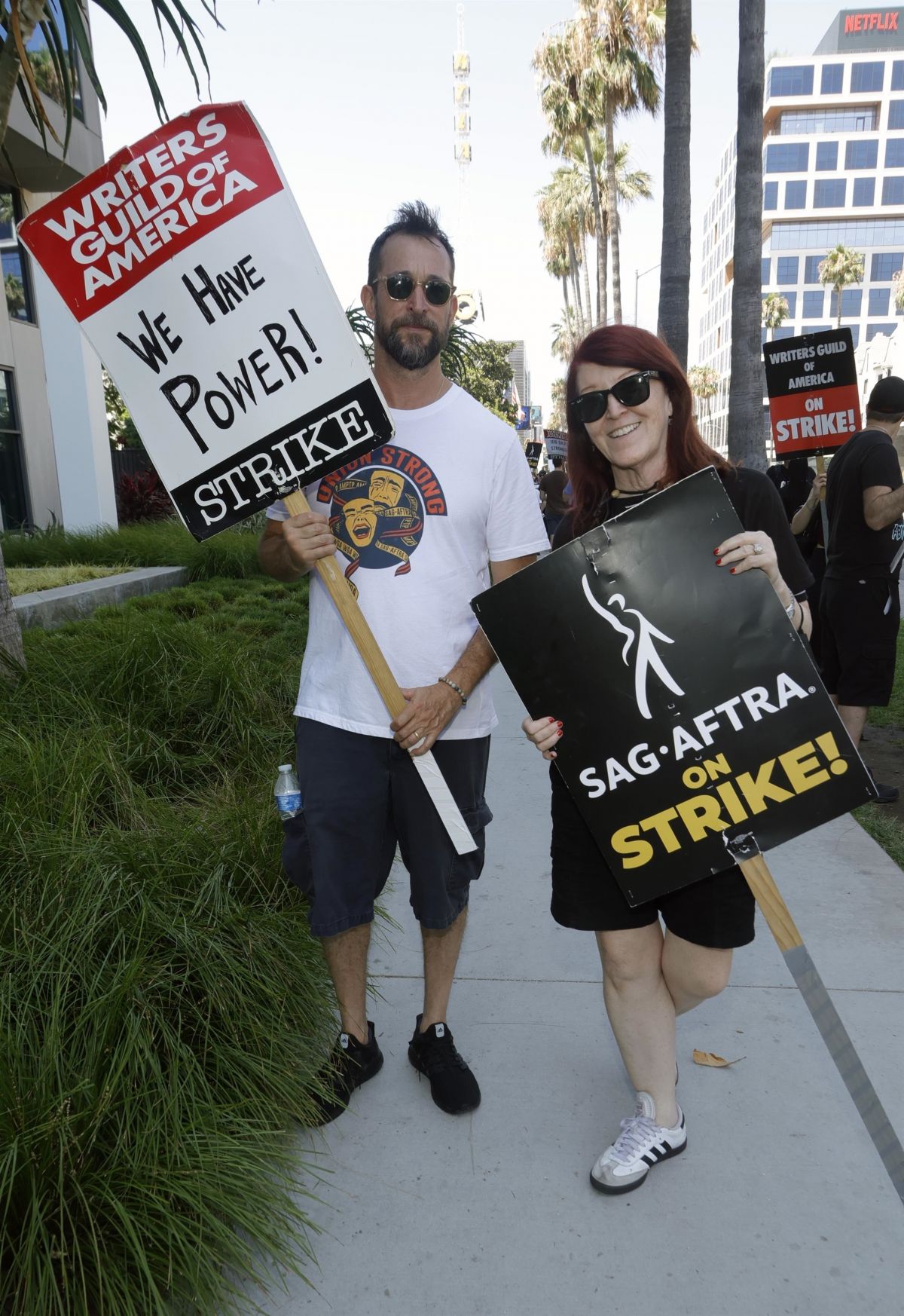 KATE FLANNERY at SAG-Aftra and WGA Picket Line at Netflix Offices in ...