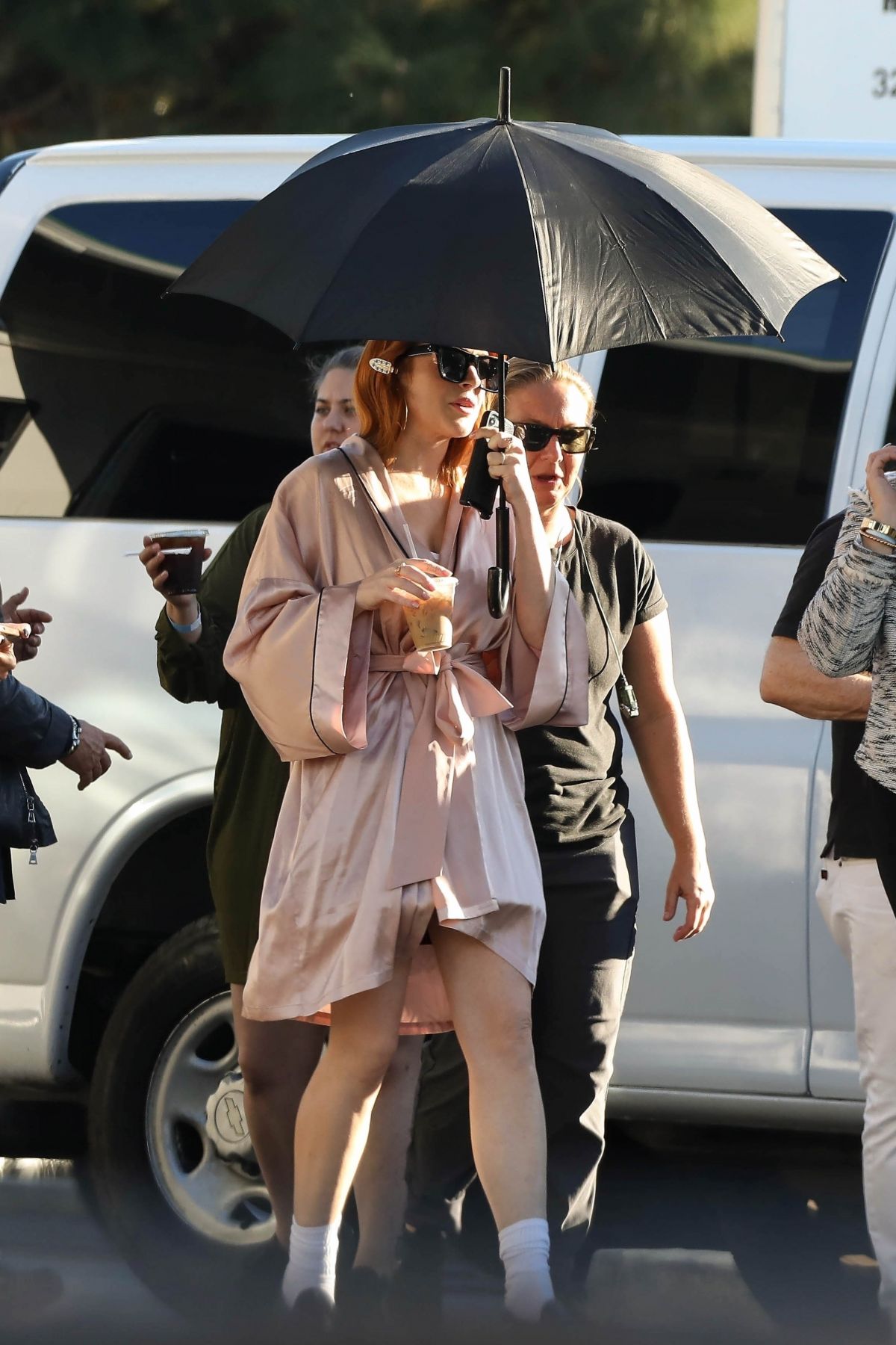 LINDSAY LOHAN On the Set of the Mean Girls Themed Pepsi Commercial in ...