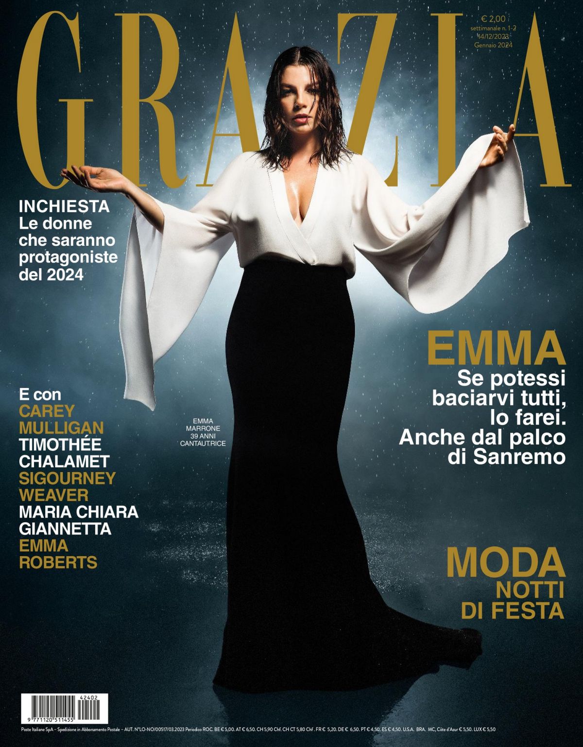 EMMA MARRONE in Grazia Italy, December 2023 – HawtCelebs