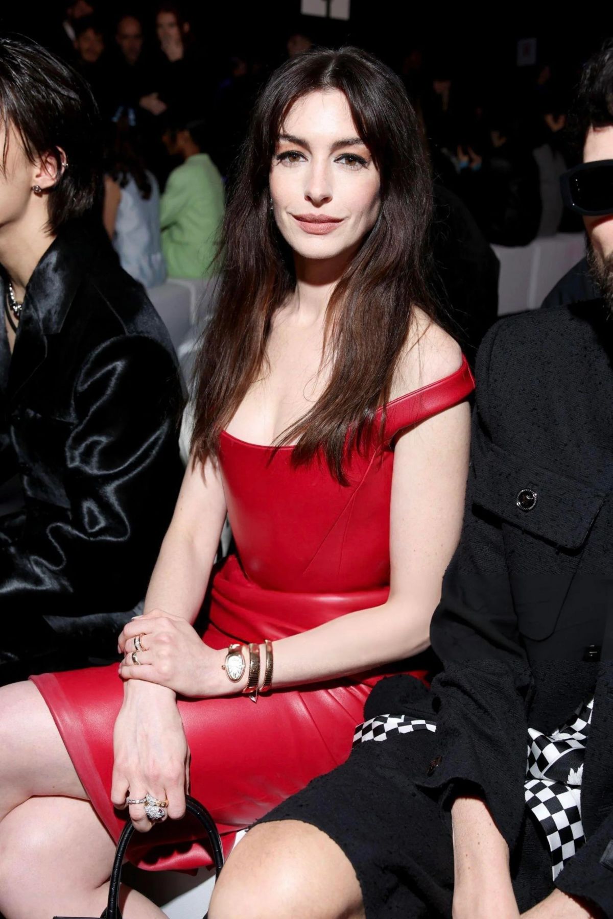 ANNE HATHAWAY at Versace Fashion Show at Milan Fashion Week 02/23/2024 ...