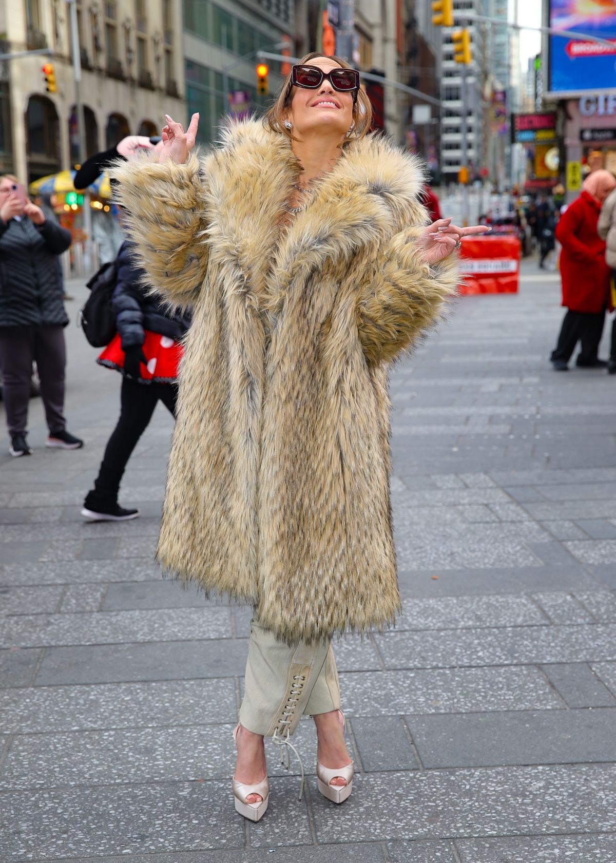 JENNIFER LOPEZ Promotes Her Billboard in Times Square in New York 02/15 ...