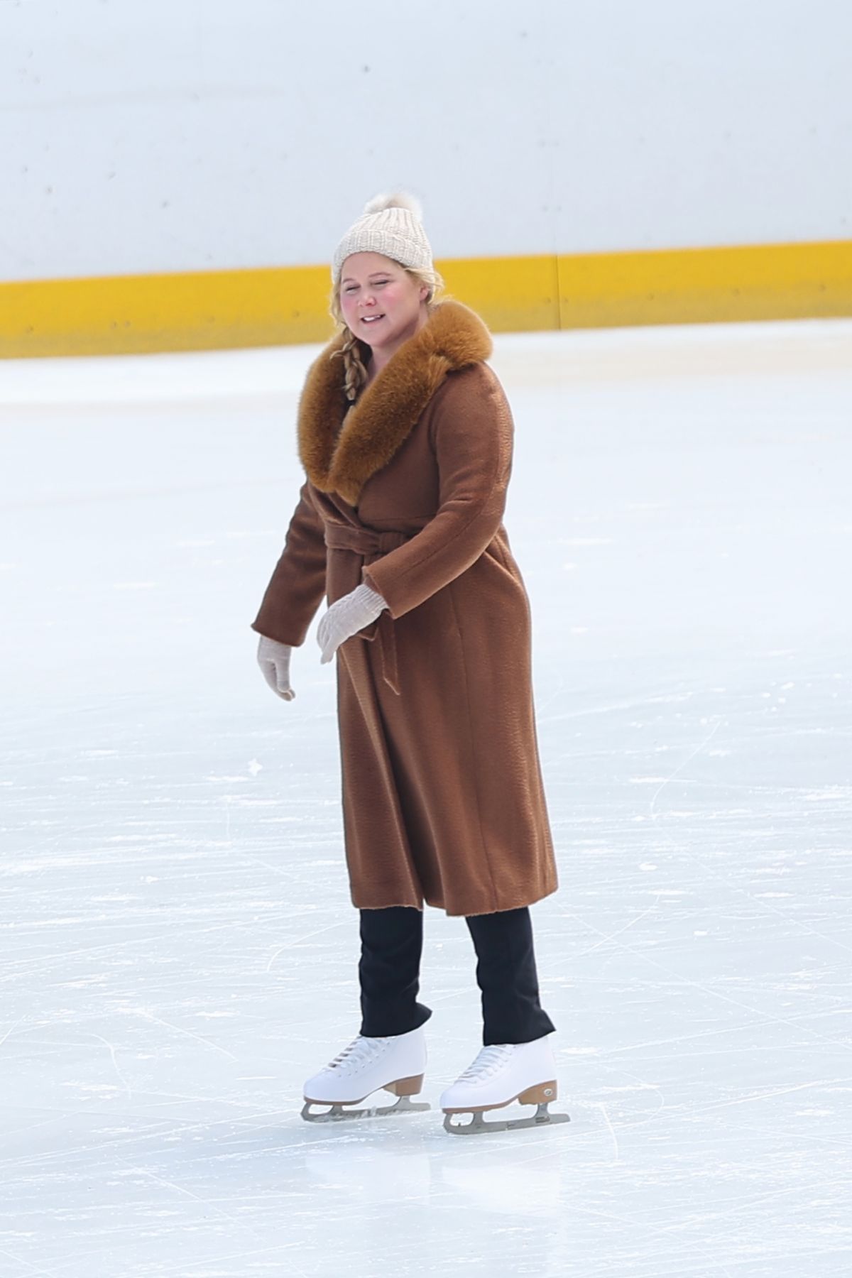 AMY SCHUMER Ice Skating at Wollman Rink on the Set of Kinda Pregnant in ...