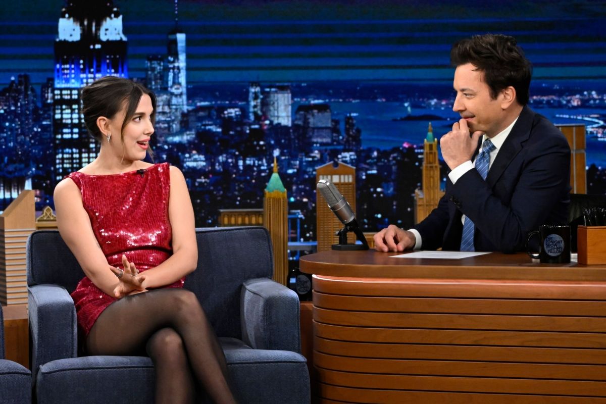 MILLIE BOBBY BROWN at Tonight Show Starring Jimmy Fallon 02/29/2024 ...
