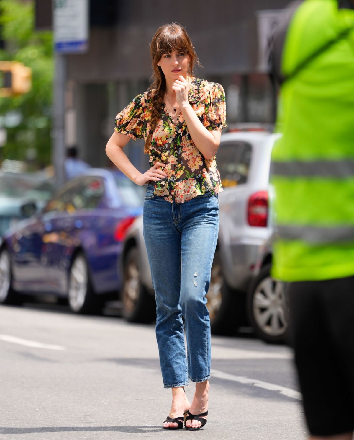 DAKOTA JOHNSON on the Set of The Materialists in New York 06/04/2024 ...