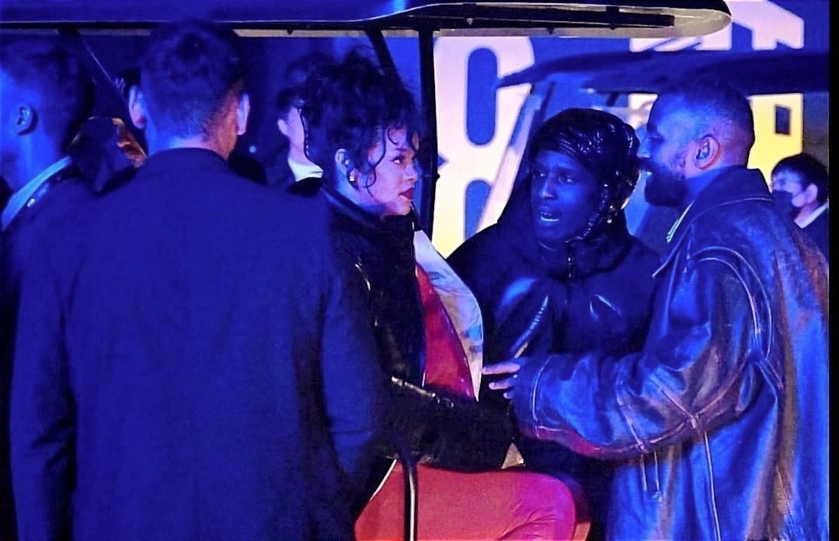 RIHANNA and ASAP Rocky Arrives at Moncler’s The City of Genius Event at ...