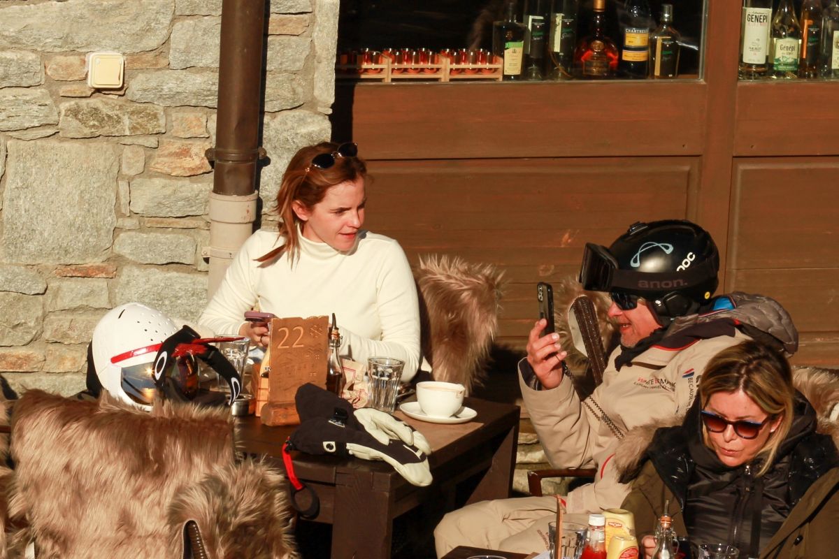 EMMA WATSON Out Skiing with Friends on a Christmas Holiday in ...