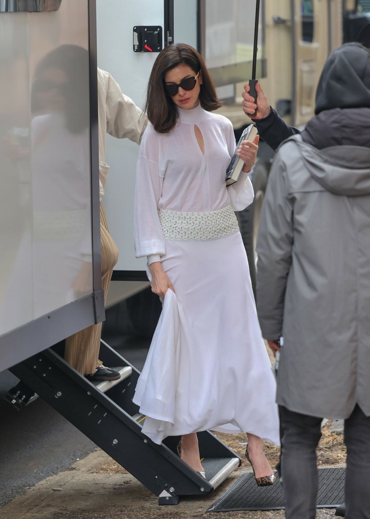 ANNE HATHAWAY on the Set of Verity in Queens in New York 02/27/2025 ...