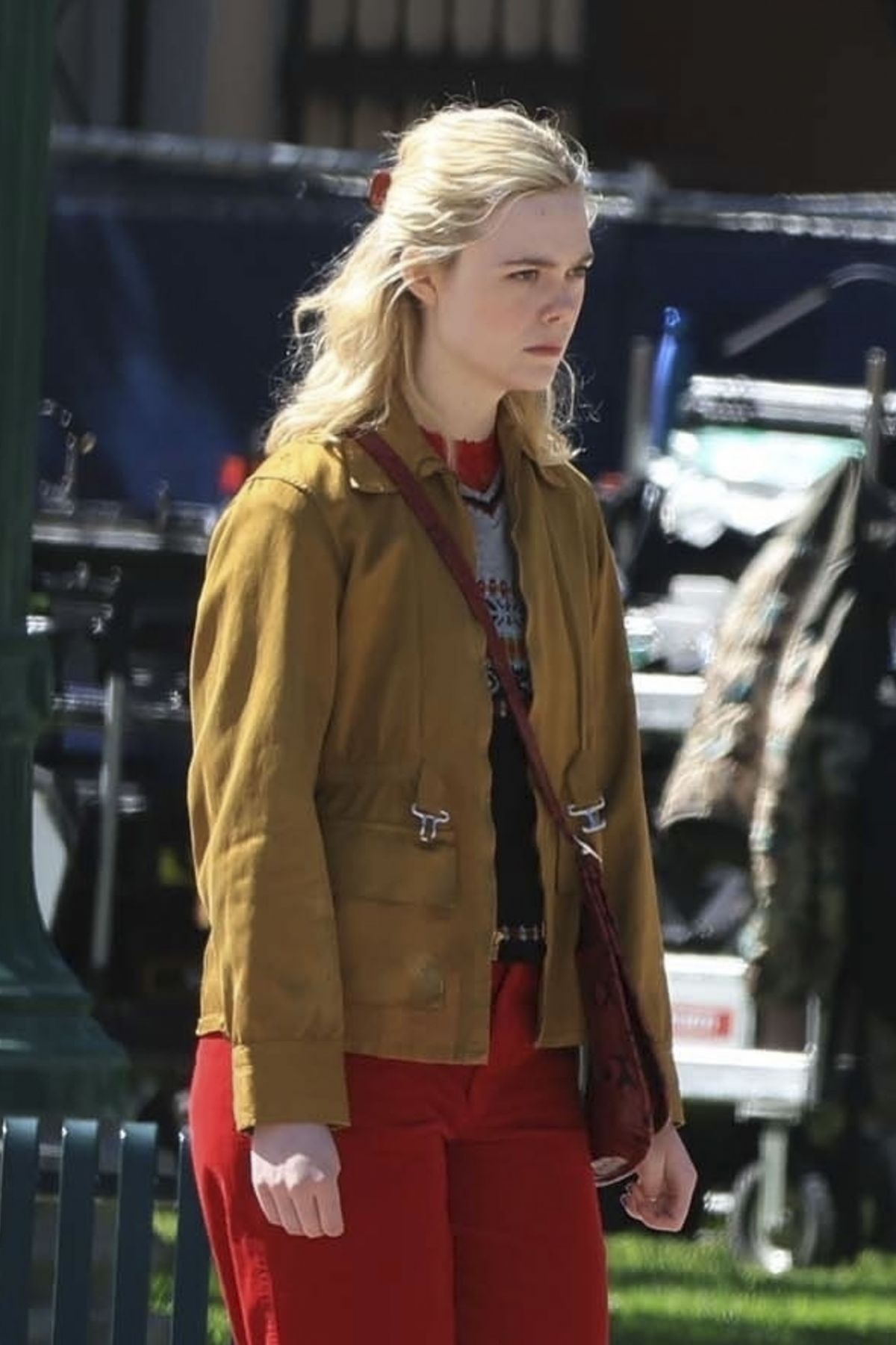 ELLE FANNING on the Set of Margo’s Got Money Troubles at Fullerton ...