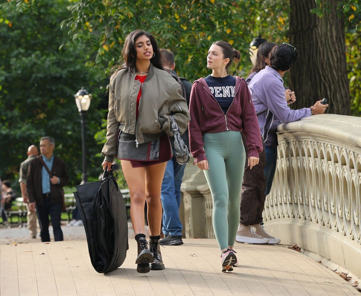 ELLA HUNT on the Set of Not Suitable for Work at Central Park in New ...