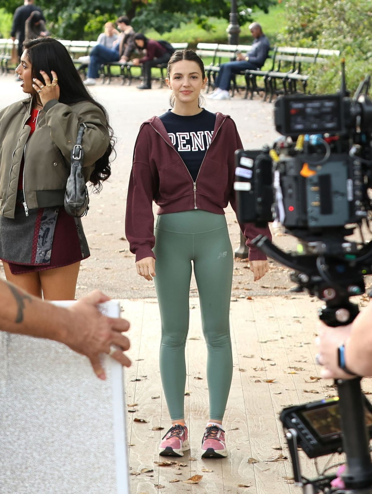ELLA HUNT on the Set of Not Suitable for Work at Central Park in New ...