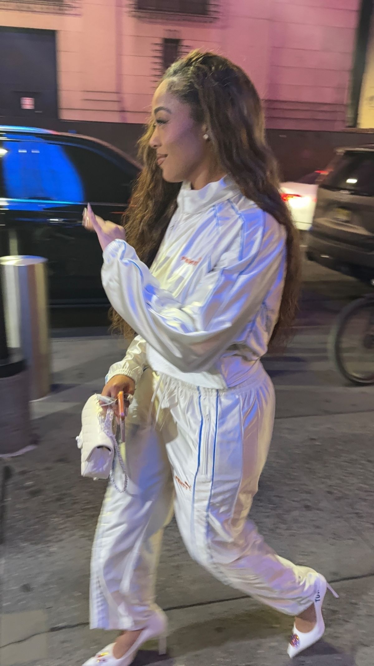 JORDYN WOODS in a White Tracksuit Arrives at Knicks Game in New York ...