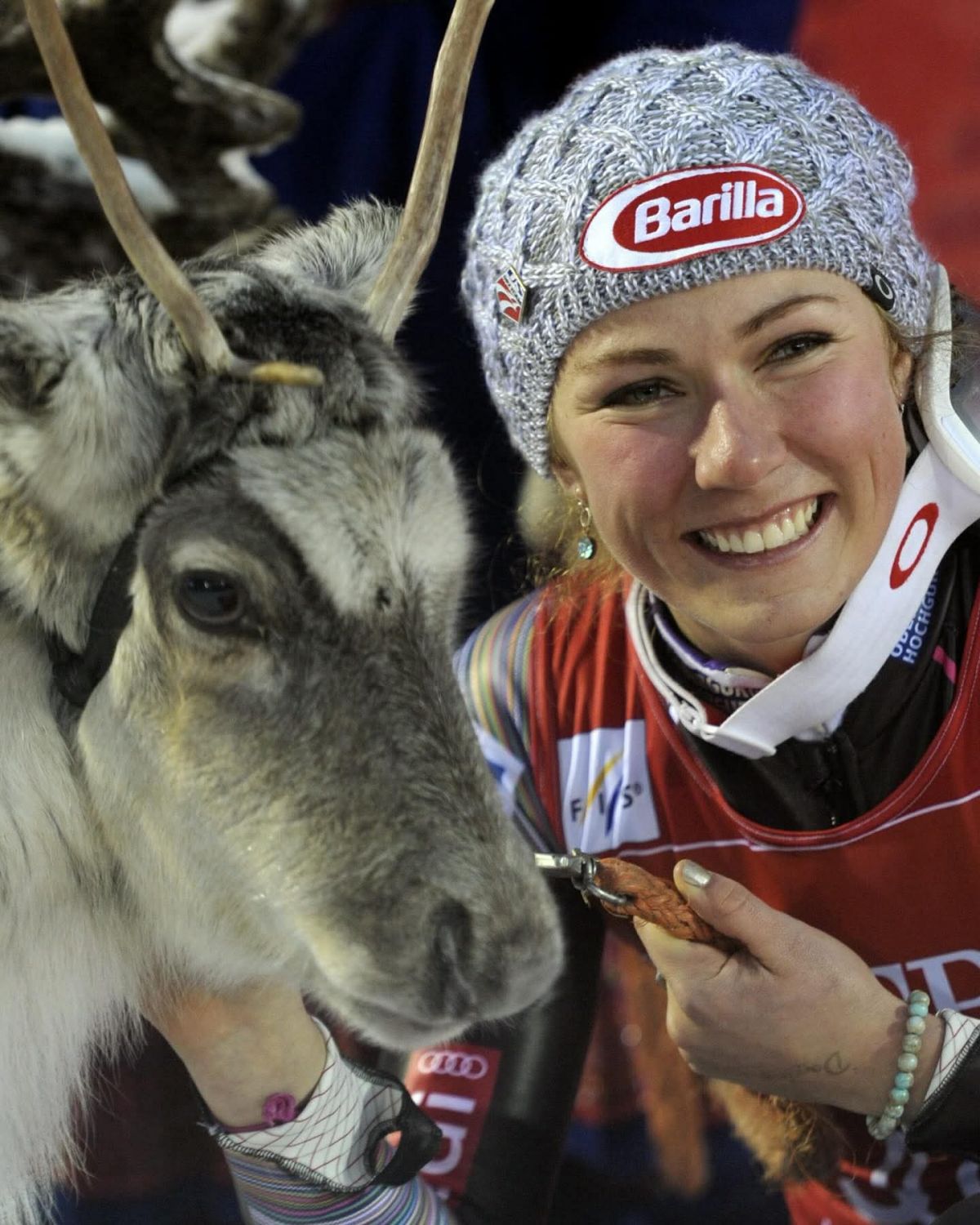 MIKAELA SHIFFRIN with Santa and Reindeer at Women’s Ski Slalom in ...