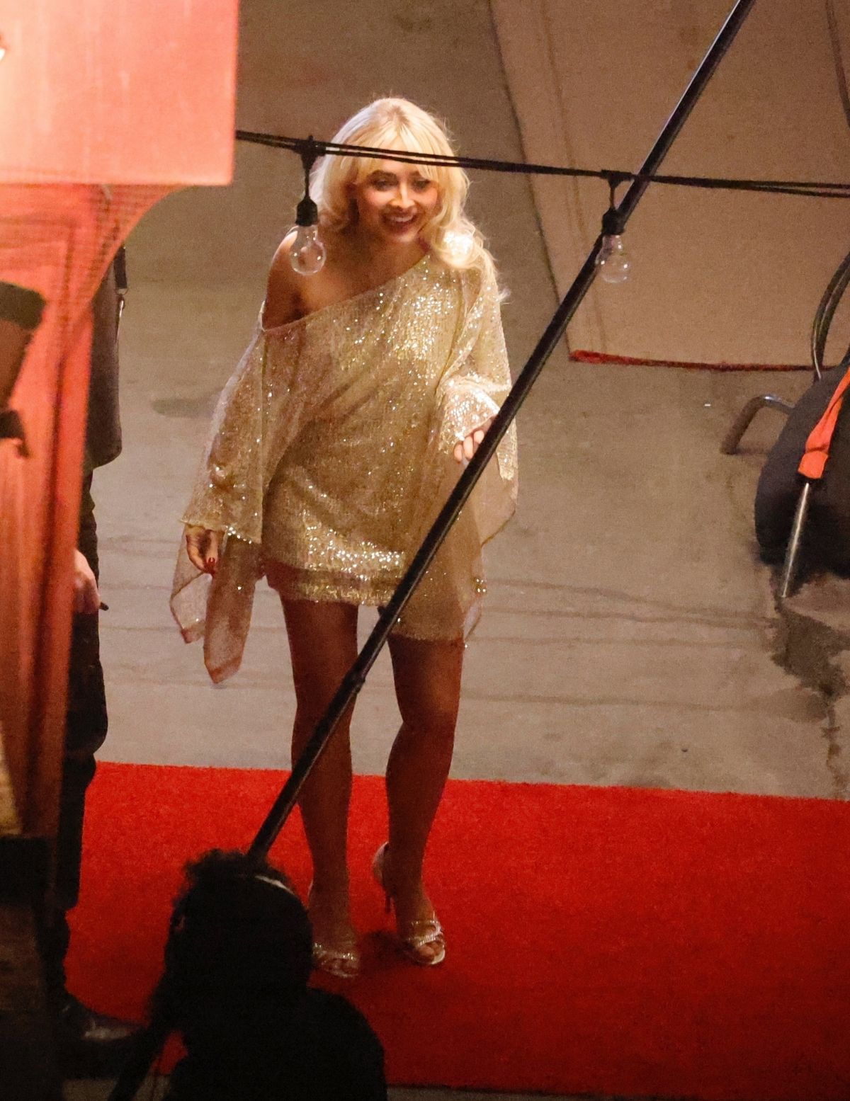 SABRINA CARPENTER on the Set of a Super Bowl Commercial for Pringles in ...